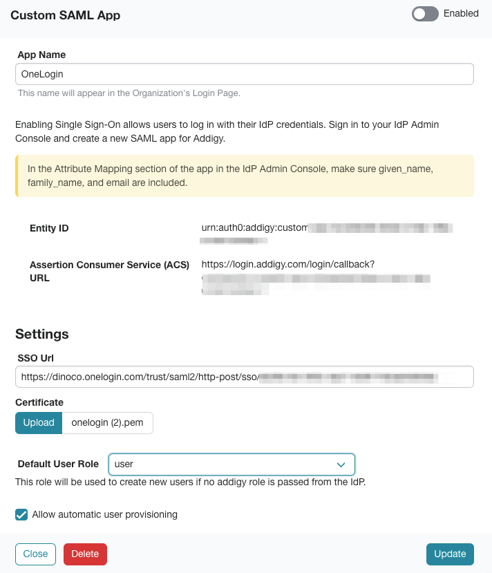 Configuring OneLogin with Addigy as a Custom SAML App – Addigy