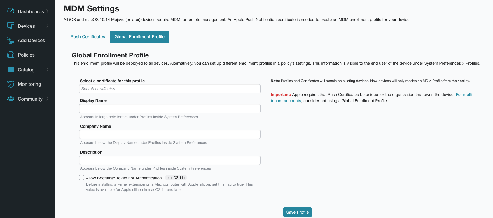 Global Enrollment Profile in Addigy – Addigy