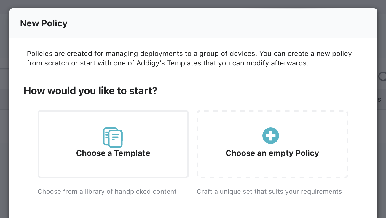 How to Create a Policy Using a Template – Addigy