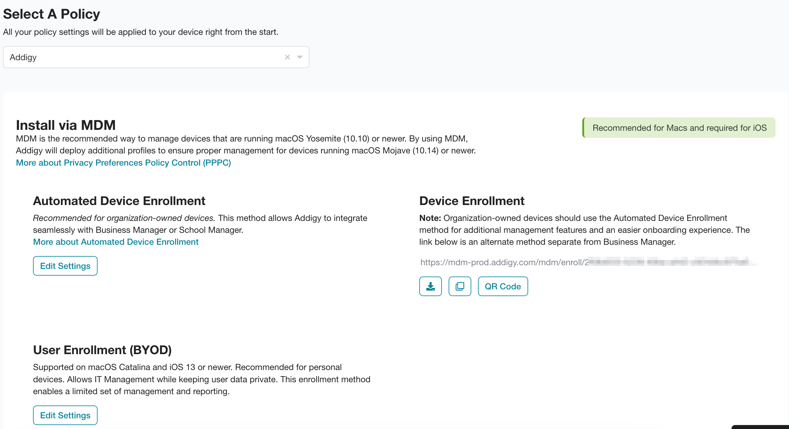 Overview: Add Devices Page (Enrolling Devices) – Addigy