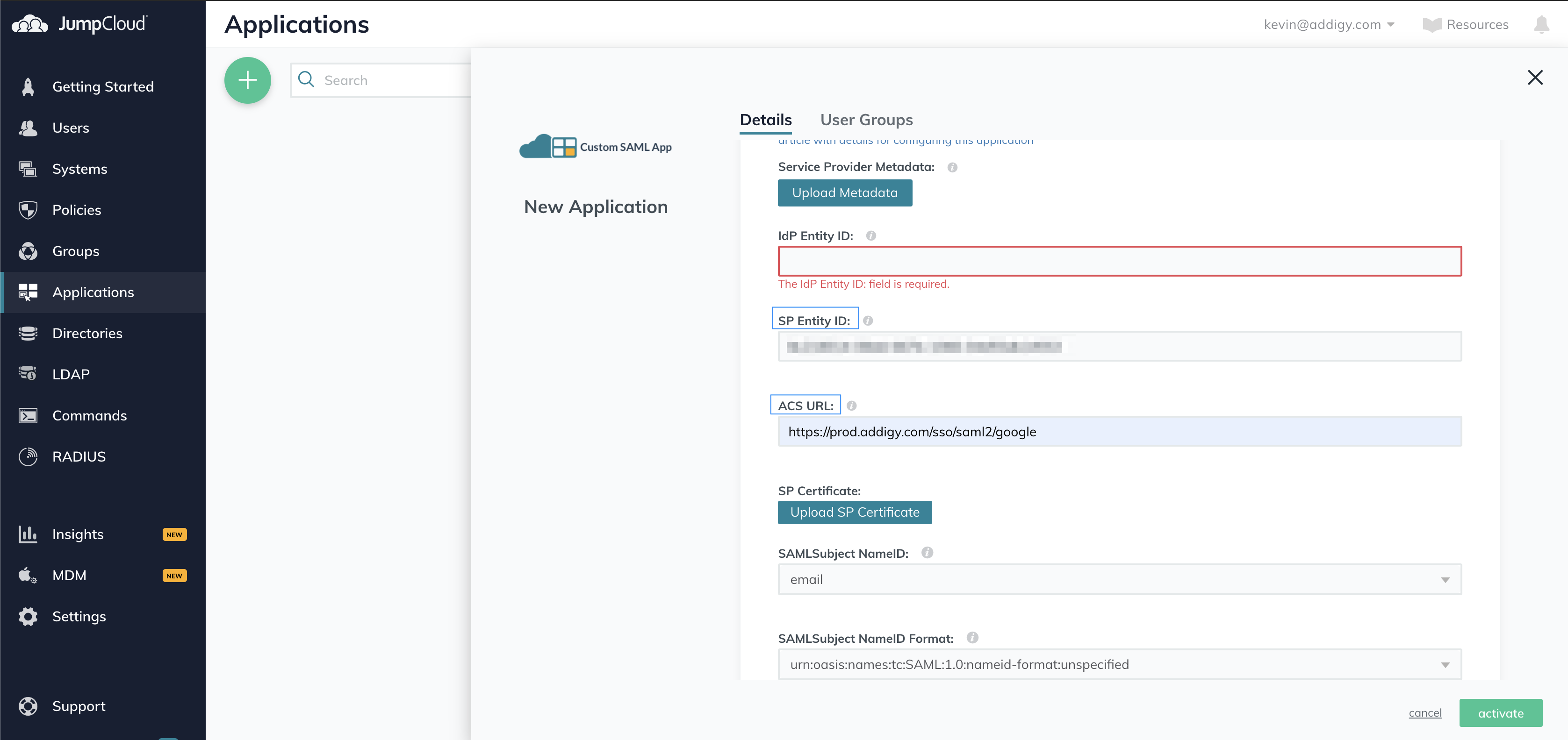 JumpCloud SSO Using Addigy's Google SSO (SAML) Integration – Addigy